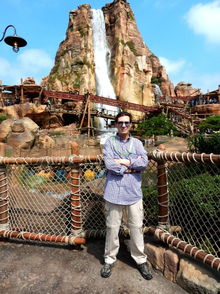 Chuck Jonkey in front of mountain